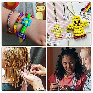 Redtwo Friendship Bracelet Making Kit for Girls, Kandi Pony Beads for Jewelry Making, Hair Beads Braids with Letter Beads and Charms Gifts for Teen Girls Crafts for Girls Ages 8-12