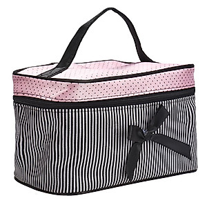 IEason Cosmetic Bag,Clearance Square Bow Stripe Cosmetic Bag Hot (Black)
