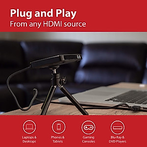 Magnasonic LED Pocket Pico Video Projector, HDMI, Rechargeable Battery, Built-in Speaker, DLP, 60 inch Hi-Resolution Display for Streaming Movies, Presentations, Smartphones, Tablets, Laptops (PP60)