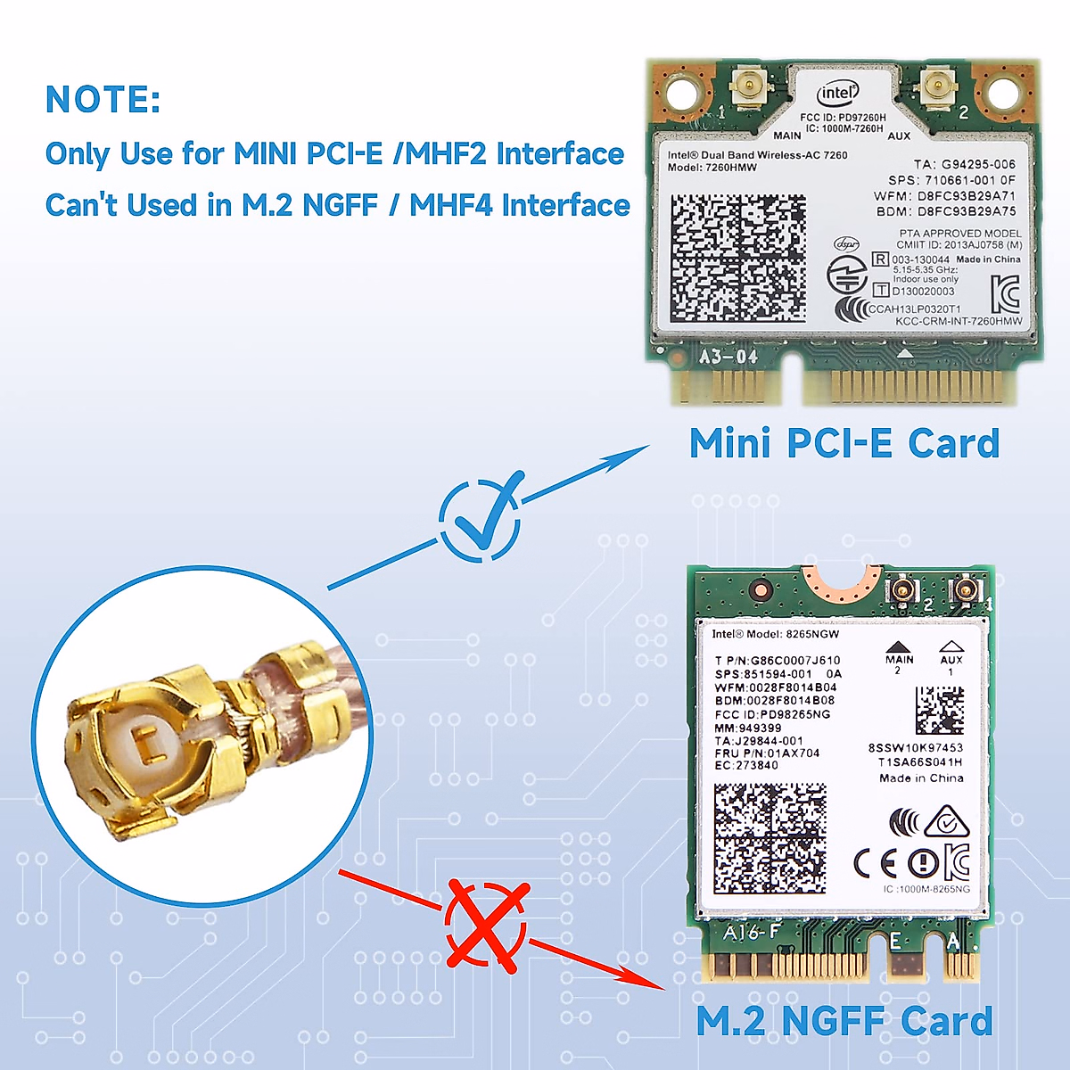 Bingfu Dual Band WiFi 2.4GHz 5GHz 5.8GHz 8dBi RP-SMA Male Antenna 30cm 12 inch RG178 U.FL IPX IPEX to RP-SMA Female Cable 2-Pack for WiFi Router Wireless Mini PCI Express PCIE Network Card Adapter