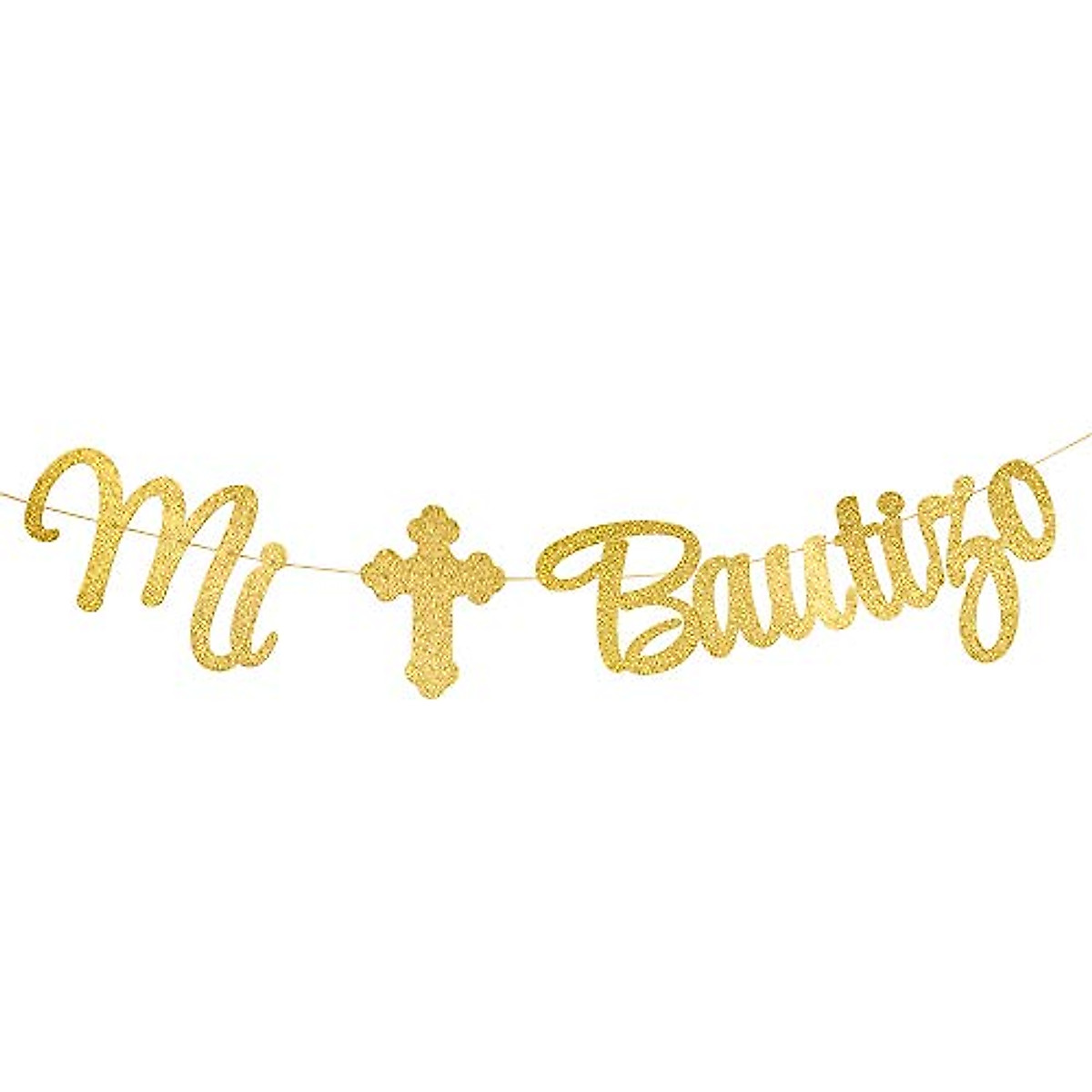 PALASASA Mi Bautizo Banner, Baby Baptism, Christening, First Communion Gold Glitter Decorations