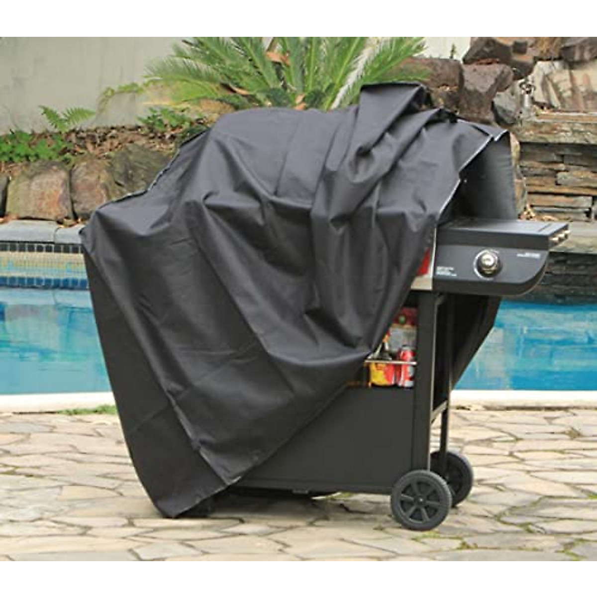AMSAMOTION BBQ Covers Waterproof Heavy Duty Large Grill Cover, 3-4 Burner Gas BBQ Covers, Windproof, Rip-Proof, Outdoor Large Barbecue Cover for Weber, Brinkmann, Char-Broil