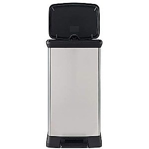 Curver Deco Bin 50 Liter Perfect for Household Use Indoor for Garbage Disposal, Black/Silver