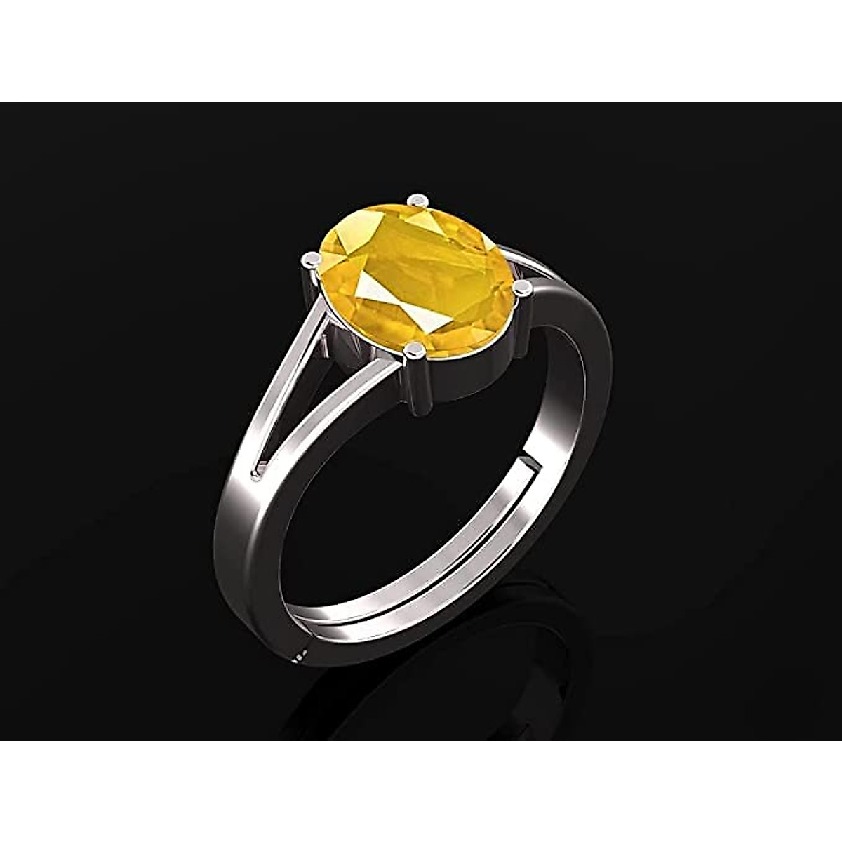 SirDaksh 6.50 Carat 925 Sterling Silver Ring Yellow Sapphire Gemstone Astrological Purpose For Men And Women's