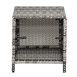 SAWQF 5pcs 2 Chairs 2 Footstools 1 Coffee Table Combination Sofa Gray Gradien for Your Front or Backyard Patio Furniture