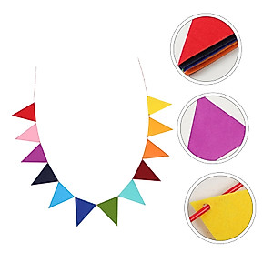 Abaodam 36 Pcs Triangle Felt Flag Rainbow Banners Birthday Party Banner Triangle Bunting Flag Felt Bunting Baby Shower Banner Fabric Pennant Banners New Year Child Decorations Multicolor