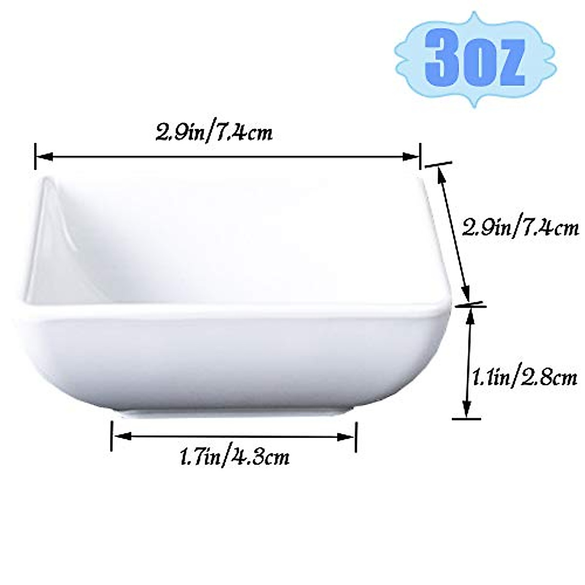 8 Pcs 3 Ounce Dipping Bowls Set White Plastic Dipping Sauce Bowls,Small Bowls for Ketchup,Condiments,Side Dishes,Vinegar in Party BBQ