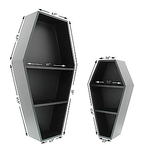 MANNY'S MYSTERIOUS ODDITIES Coffin Bookshelf - Includes Removable Shelves - Small and Large Coffin Shelf 20 Inch and 14 Inch - Gothic Decor for Home