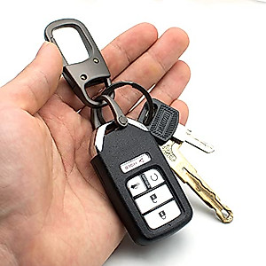 MECHCOS Metal Keychain Car Fob Key Chain Holder Clip with Detachable Valet Key Ring & Anti-Lost D-Ring for Men and Women - Gunmetal