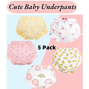 Baby Girls' Cotton Bloomers Brief Underwear - Kids Cool Breathable Comfort Panty - Toddler Undies Cute Diaper Covers Multipacks, Soft and Wash Well 6-9 Months