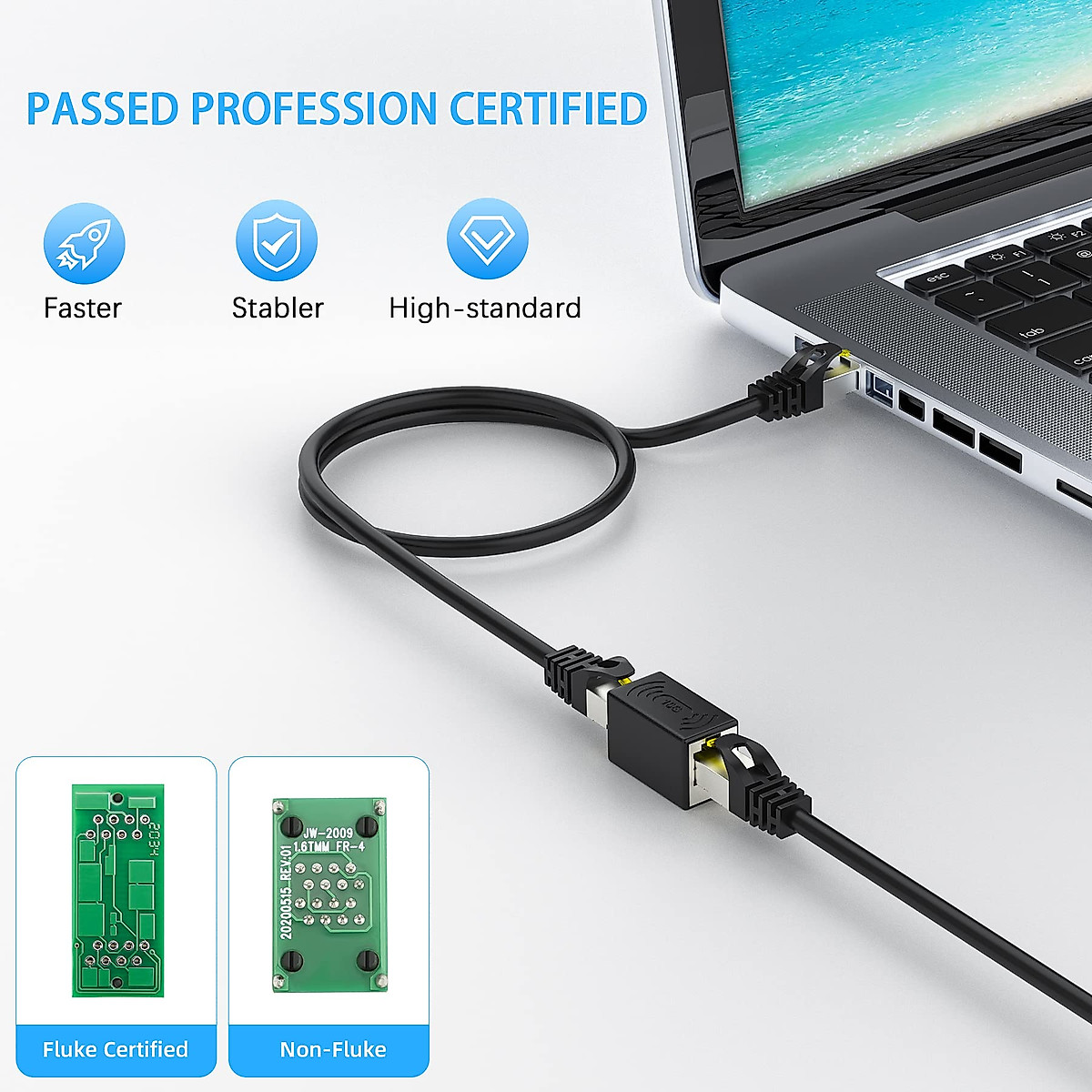 JODROAD RJ45 Coupler, Ethernet Couplers, Ethernet Extender Adapter, Cat8 Cat7 Cat6 Cat5e Cat5 Inline Coupler, Ethernet Connector Female to Female (2Pcs, Black)