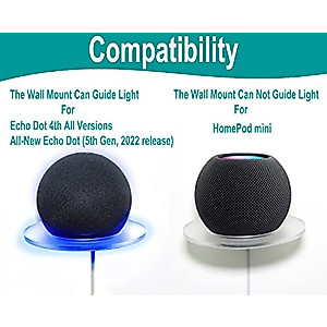 PLZRMBME Light Guide Wall Mount for Dot 5th Gen 2022, for Dot 4th & 5th Generation Smart Speaker Apple HomePod Mini Frosted Matte Removable for Bedroom Living Room Bathroom (1-Pack Circular)