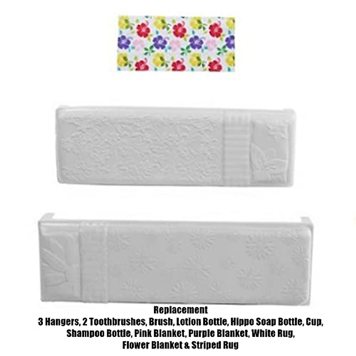Replacement Parts for Barbie Dreamhouse Dollhouse - GRG93 ~ Barbie Size Accessories ~ Bathroom Supplies, Blankets and Rugs