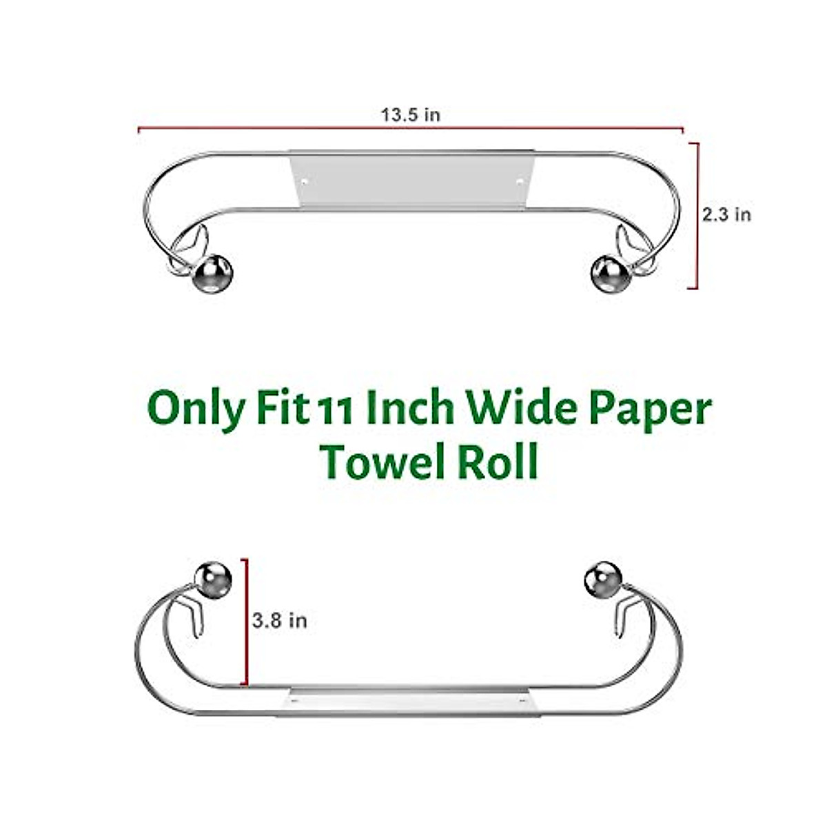 CAXXA Adhesive Under Cabinet Paper Towel Holder Dispenser with Screws for Kitchen Utility Room Laundry Pantry Chrome (2 Pack)