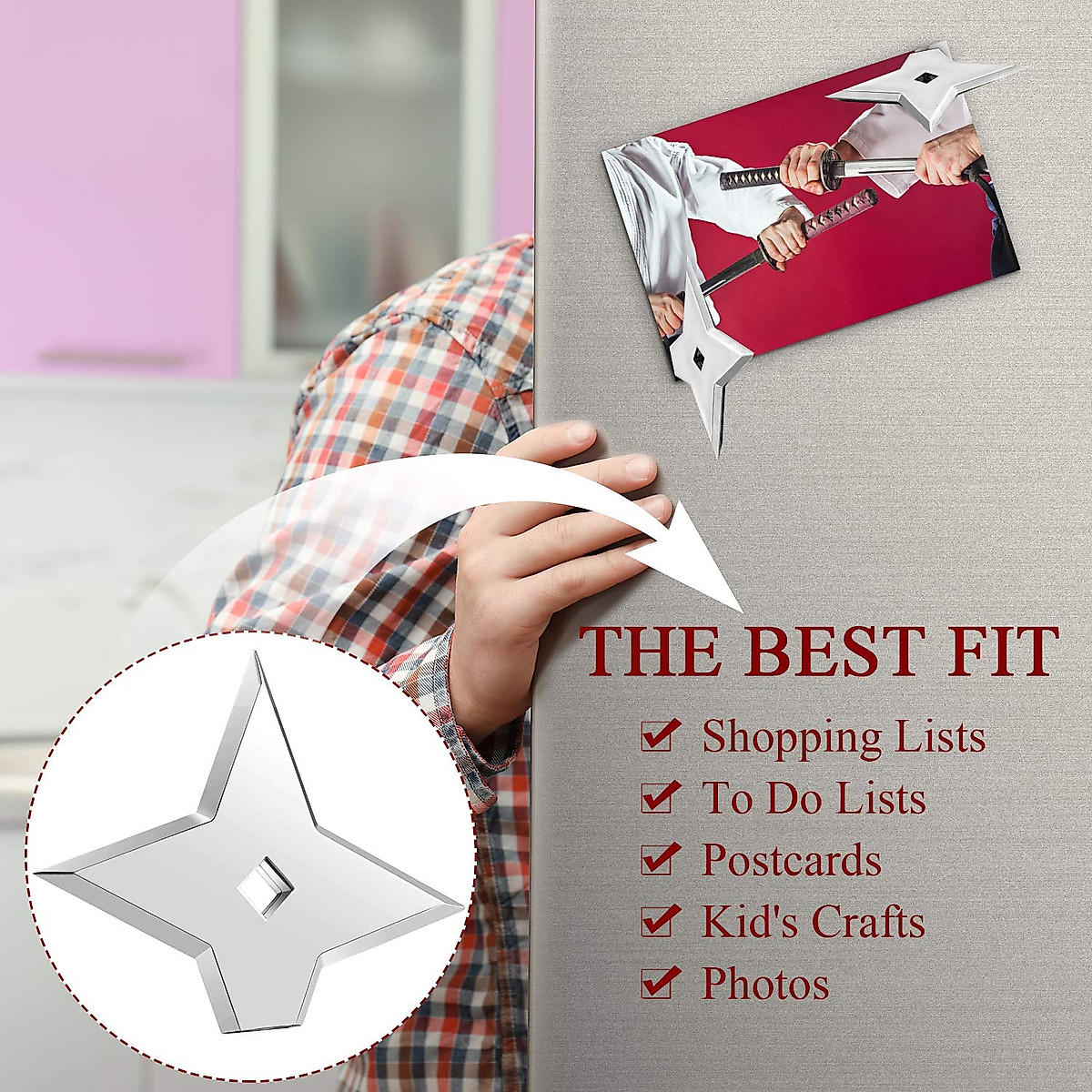 Weewooday 10 Pieces Ninja Magnets Cool Fridge Throwing Star Decorative Funny Magnets Refrigerator Magnets Office Whiteboard Magnets for Home Office