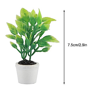 Fdit Artificial Miniature Green Plant Bonsai Fake Potted Plant Garden Decor Accessory for Home Garden Decor Regard