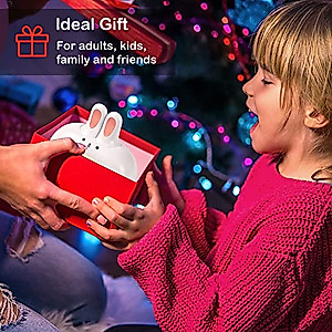 Rabbit Digital Alarm Clock with Day of Week Display, Cute Design Bunny Look, Easy Setting, Snooze, Night Light, Thermometer, Rechargeable, Kawaii Decor for Bedroom, Bedside, Adult, Kid, Gift, White