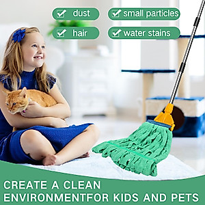 Lallisa 4 Pcs Commercial Mop Head Replacement Tube Microfiber Mop Heads for Floor Cleaning Industrial Mop Heads Looped End Wet Mop Head Refill for Home Commercial Industrial Use (Green,Large)