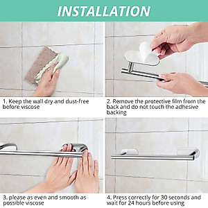 VINTEAM 5PCS Towel Rails 16 inch/40cm Stainless Steel Towel Rack Set with Paper Holder and 3 Towel Hook for Bathroom Kitchen