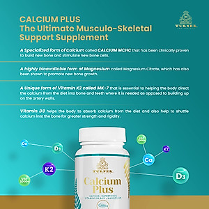 TURNER Calcium Plus, All-Natural Marine Calcium Supplement, with UAF1000+ Super Antioxidant, Magnesium + Vitamins K2 & D3, Supports Bone Density & Joint Health, 5 Bottles, 450 caps, 5 Month Supply