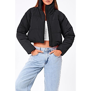 AUTOMET Puffer Jackets Womens Winter Coats Trendy 2023 Fashion Outfits Long Sleeve Zip Up Stand Collar Pockets Y2k