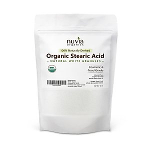 Nuvia Organics Stearic Acid - USDA Certified, Non-GMO, Cosmetic & Food Grade; 16oz