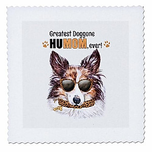 3dRose Cute Shetland Sheepdog for Dog Moms on Mothers Day in Cheetah... - Quilt Squares (qs-379251-5)