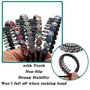 Yeshan Teeth Comb Headbands For Women with Rhinestone and Crystal beaded Plastic Hairband,Pack of 4