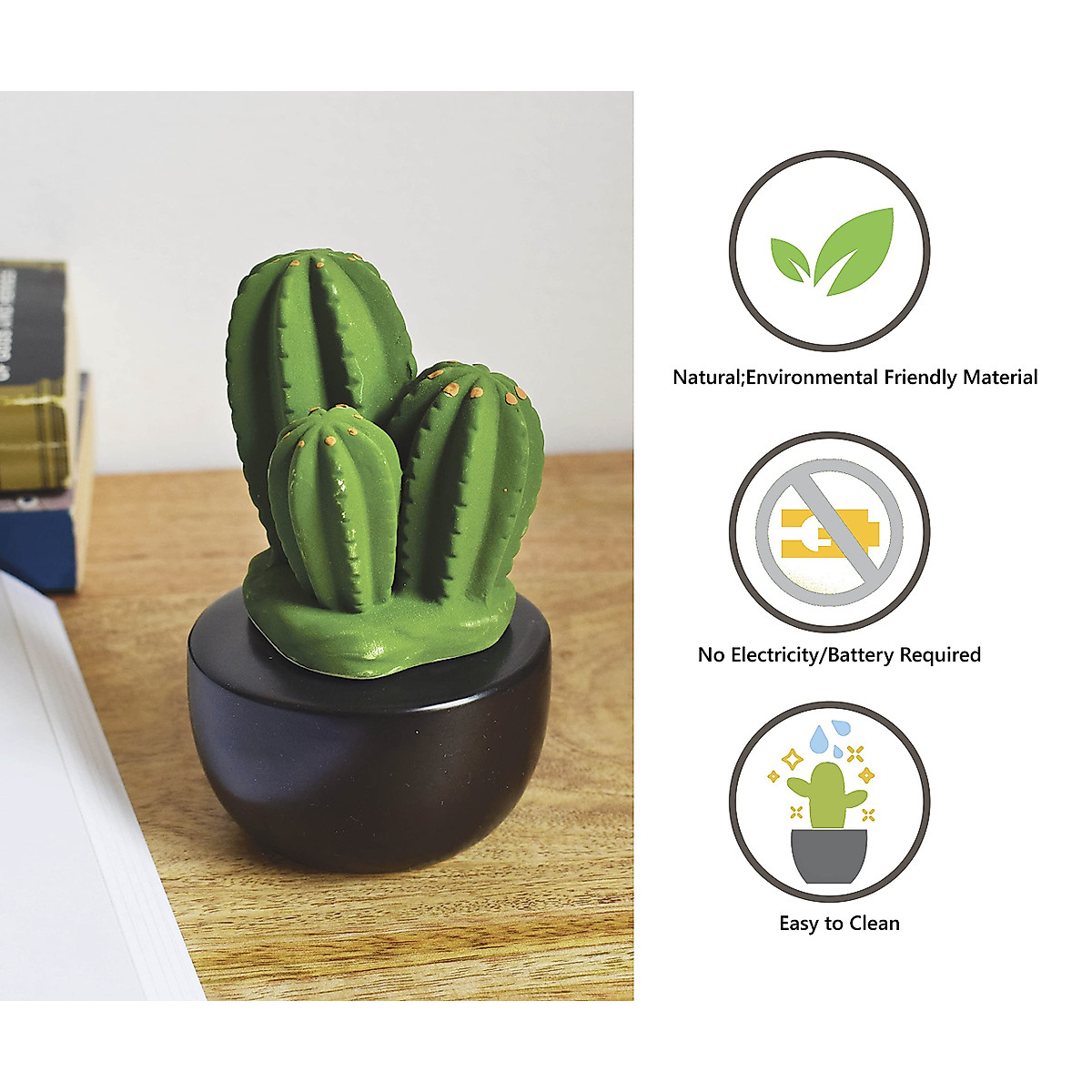 Auxo Gardens Cactus Ceramic Essential Oil Diffuser for Aromatherapy, for Birthday, housing Warming, Holidays, Cute Decoration for Desk and Rooms (Blue Candle)