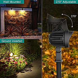 MEIKEE 9W LED Landscape Lights IP66 Waterproof Outdoor 110V Landscape Spotlight Pathway Lights for Yard, Lawn,Garden with US 3-Plug 3000K Warm White Lights (2 Pack)