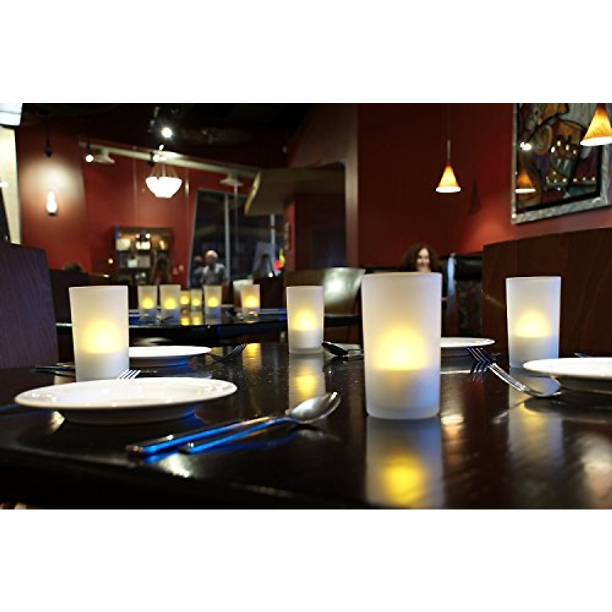 WoneNice Rechargeable Tea Lights Flickering Flameless Candles with Charging Base and AC Adapter, Romantic Deco for Home Parties, Restaurants, Weddings, Christmas