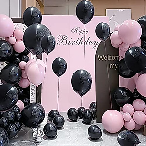 107pcs Black Balloon Garland Arch Kit 5” 10” 12” 18 inch Different Sizes Metallic Black Latex Party Helium Chrome Black Balloons Set for Wedding Birthday Party New Year's Day Decorations Supplies