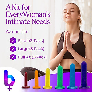 BioMoi Silicone Pelvic Dilator Kit | Pelvic Equipment for Stretching | Comfortable Pelvic Floor Muscle Trainer | BioCote Protected | with Bag | Large Set | (Pack of 3)