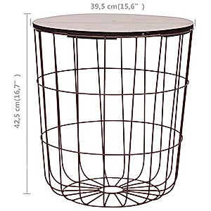 QJBSAVVA Coffee Table Copper Ø 15.6" MDF,Center Table Low Table Folding Table Entrance Table Suitable for Meeting Rooms, Reception Rooms, Offices