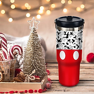 thmasamwr Cute Mouse Tumbler with Lid and Straw, Stainless Steel 30oz Tumbler with Handle, Cartoon Mouse Gifts Coffee Mug Water Bottle Cups for Women and Girls