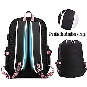 Stylifeo Teenage Girls' Backpack, Middle School Backpack Students Bookbag Daypack for Teen Girls,with USB Charge Port (Black and White)