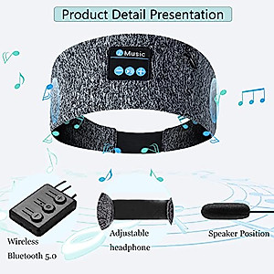 Sleep Headphones Bluetooth Headband, Adeleloth Adjustable Soft Sleep Headphones Headband,Long Time Play Headphone Band with Built in Speakers Perfect for Sleep,Workout,Running,Yoga,Travel