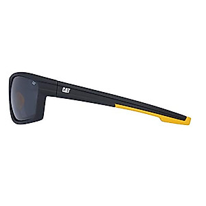 Caterpillar Men's Motor Polarized Sunglasses Rectangular, Rubberized Matte Black, 62 mm