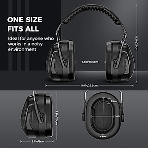 Ear Protection Safety Ear Muffs, NRR 28dB Safety Earmuffs for Hearing Protection, with Padded Headband, Compact Foldable Ear Defenders for Shooting, Hunting, Mowing, Construction, with Carrying Bag