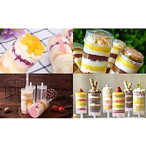 26 Pack Round Shape Clear Push-Up Cake Pop Shooter (Push Pops) Plastic Containers with Lids
