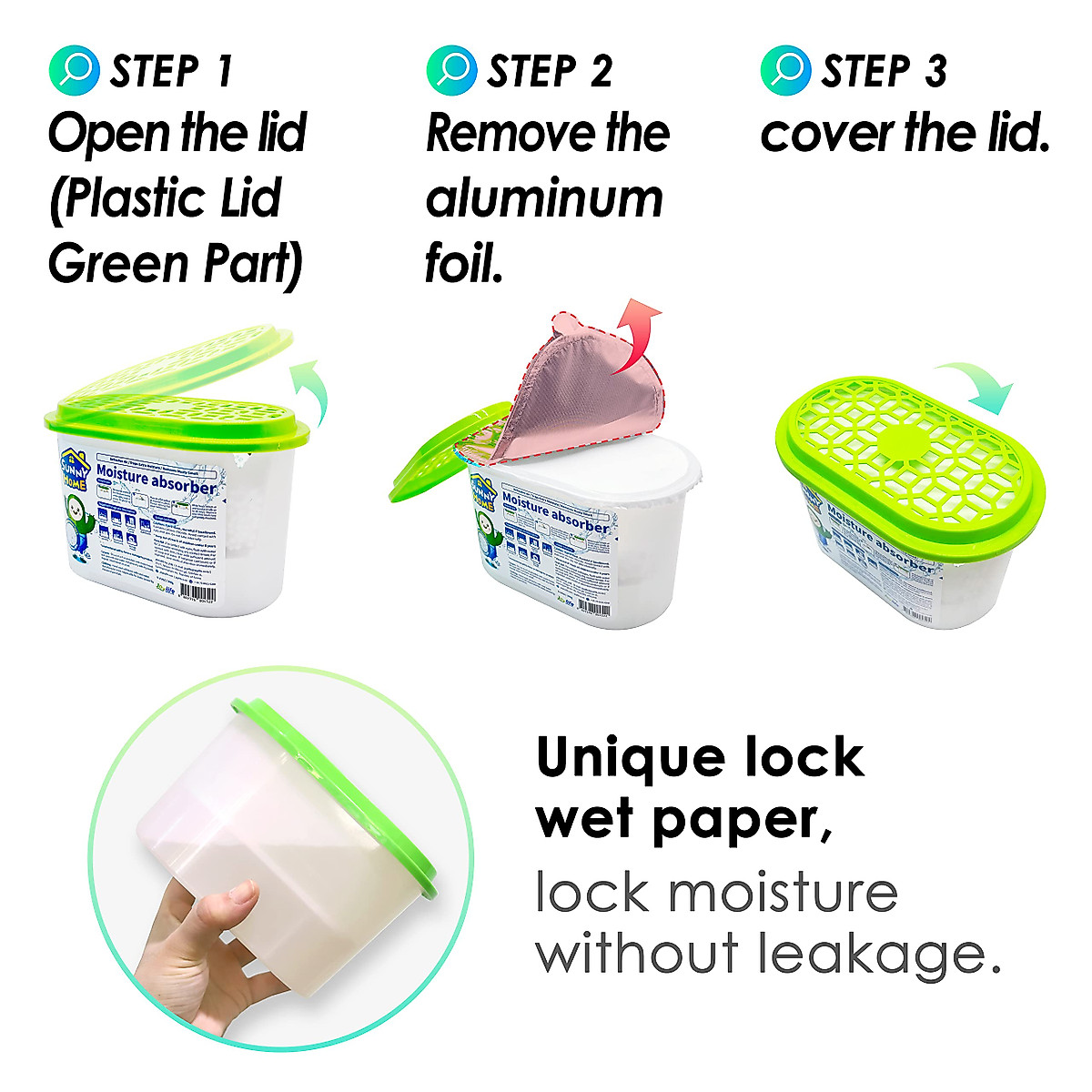 Sunny Home (8 Pack) Moisture Absorbers 9.17oz, Unscented, Odor Eliminator, Dehumidifier and Deodorizer for Closet, Bathroom, Kitchen in Home & RVs. WHITE