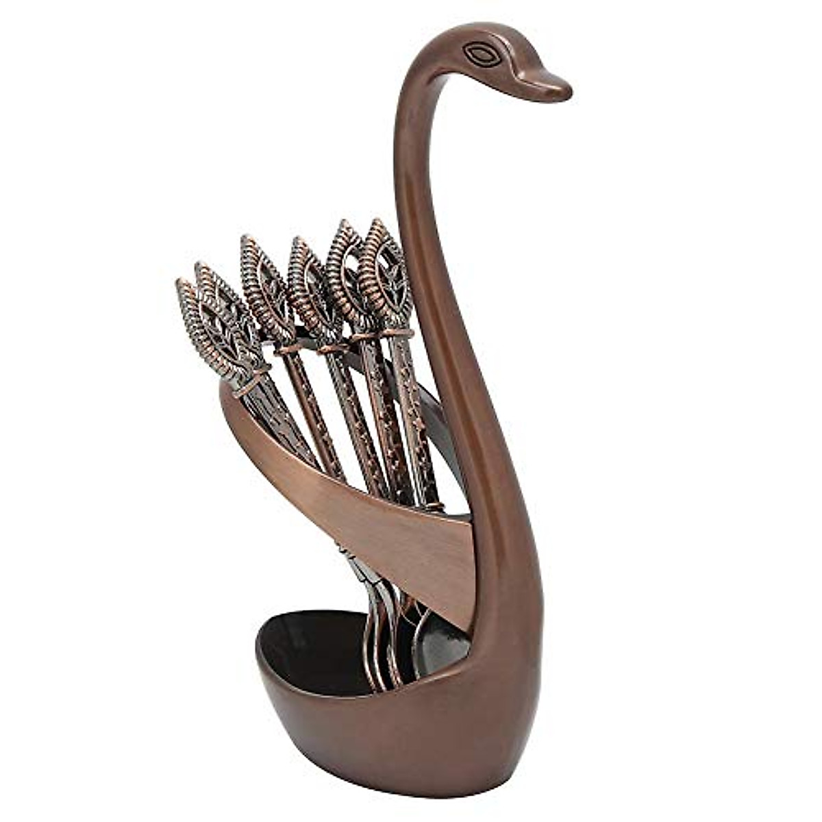 NITRIP Elegant Portable Spoon Holder, Flatware Organizer, for Tableware Kitchen(Red Bronze + 6 Spoons)