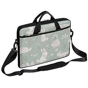 Adorable Bunny Laptop Computer Bag Waterproof Shoulder Messenger Bag 13-15 inch Durable Laptop Tote Bag with Shoulder Strap Handle Lightweight Crossbody Briefcase