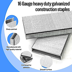 meite 16 Gauge 7/16-Inch Crown Staples, 1-1/4-Inch Length Medium Crown Staples Heavy Duty Galvanized Construction Staples for 16 Guage 7/16-Inch Crown Stapler Guns (20,000 Counts)