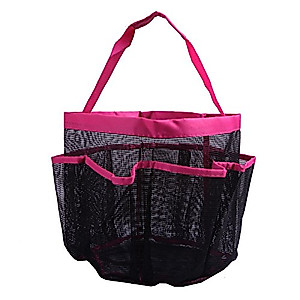 HDE Shower Caddy Mesh Bag College Dorm Bathroom Carry Tote Hanging Organizer (Pink)