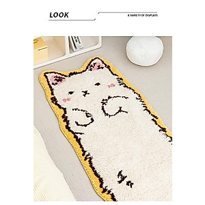 Cat Tufted Rug, Cat Shaped Rug, Irregular Shaped Rug, Fun Animal Shaped Cartoon Room Floor Mat, Soft Bedside Rug for Bedroom, Cat Doormat, Living Room Decoration (B, 40 * 80cm/15.75 * 31.49in)