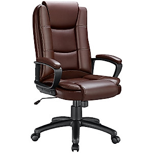 OFIKA Office Chair Computer Desk Chair Gaming - Ergonomic High Back Cushion Lumbar Support with Wheels Comfortable Black Leather Racing Seat Adjustable Swivel Rolling Home Executive (Brown)