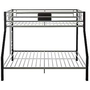 Signature Design by Ashley Dinsmore Industrial Twin Over Full Metal Children's Bunk Bed with Ladder, Black & Gray