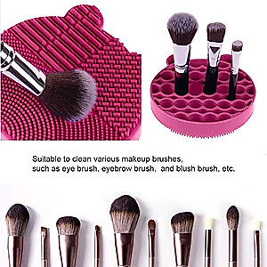 Makeup Brush Cleaning Mat,2 in 1 Makeup Brush Holder for Washing and Holder, Silicone Scrubber Pad for Drying Rack Cosmetic Clean Tools, 1 Pack