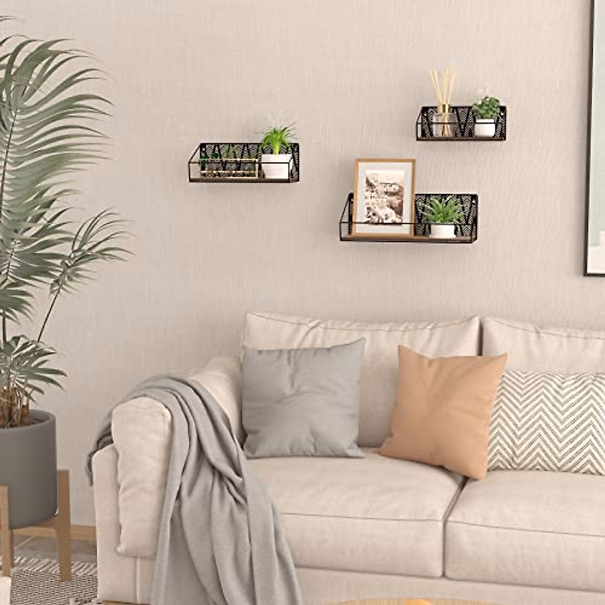 Edenseelake Floating Wall Shelves Set of 3, Cedar Pattern Wall Mounted Shelf for Bedroom, Living Room, Bathroom, Kitchen, Office